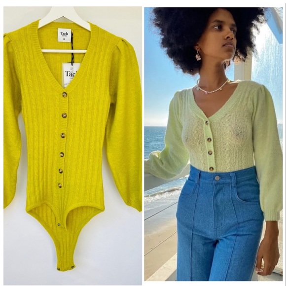 TACH | Pants & Jumpsuits | Tach Woven Corina Puff Sleeve Bodysuit Small ...